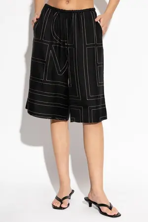 TOTEME Silk Printed Relaxed Fit Knee Length Shorts