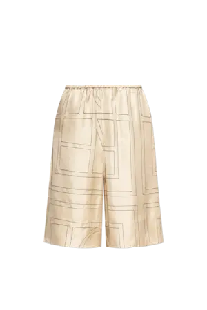 TOTEME Silk Geometric Print Relaxed Fit Thigh Length Shorts