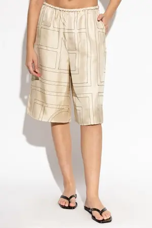 TOTEME Silk Geometric Print Relaxed Fit Thigh Length Shorts