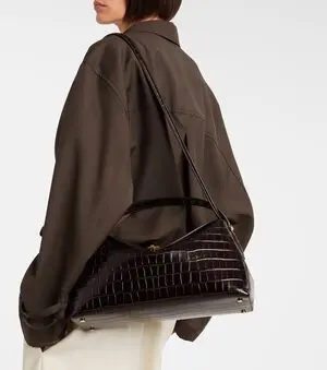 TOTEME T-lock Leather Tote Bag - Brown