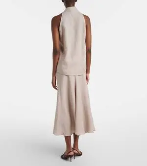Brunello Cucinelli Linen Midi Skirt