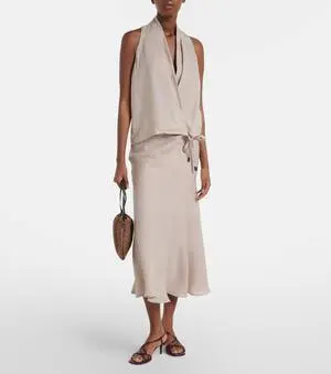 Brunello Cucinelli Linen Midi Skirt