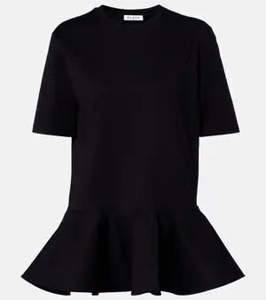 Alaïa Peplum Cotton Jersey T-shirt - Black