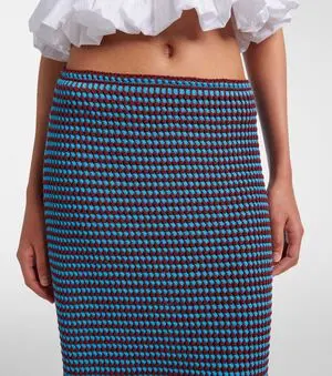 Alaïa Crochet Cotton Pencil Skirt - Blue