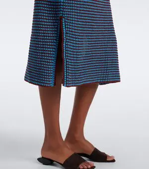 Alaïa Crochet Cotton Pencil Skirt - Blue