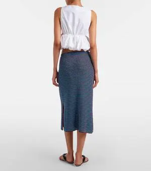 Alaïa Crochet Cotton Pencil Skirt - Blue