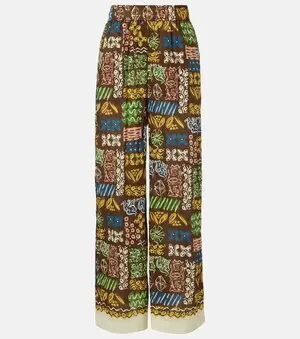 ALEMAIS Minnie Printed Cotton Wide-leg Pants - Multicoloured