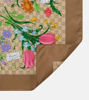 Gucci Gg Flora Silk Twill Scarf - Multicoloured