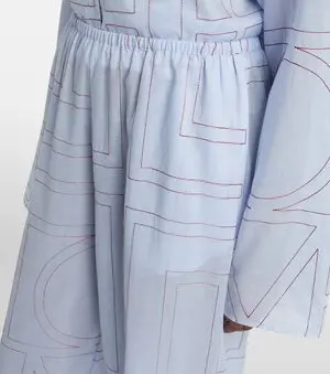 TOTEME Embroidered Cotton-blend Poplin Pajama Pants - Blue