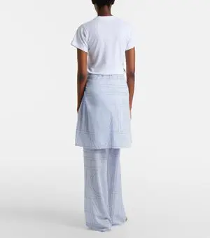 TOTEME Embroidered Cotton-blend Poplin Pajama Pants - Blue