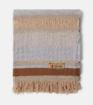 THE HOUSE OF LYRIA Xoroi.d1 Striped Jute And Wool-blend Throw - Blue