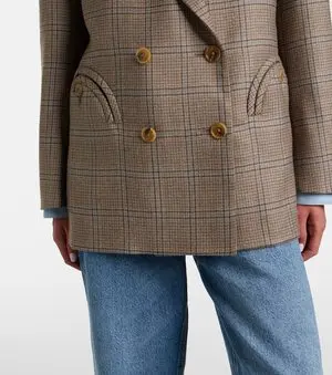 BLAZÉ MILANO Everynight Checked Double-breasted Wool Blazer