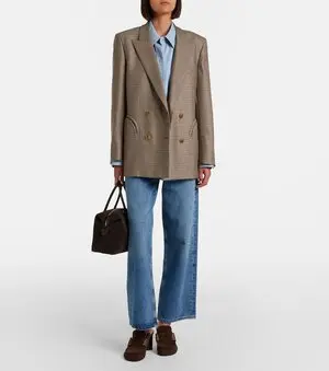 BLAZÉ MILANO Everynight Checked Double-breasted Wool Blazer