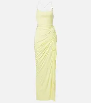 Versace Medusa Draped Jersey Gown - Yellow