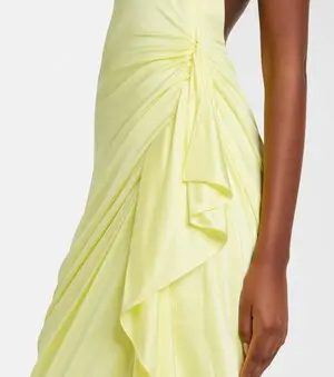 Versace Medusa Draped Jersey Gown - Yellow