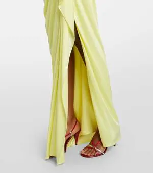 Versace Medusa Draped Jersey Gown - Yellow