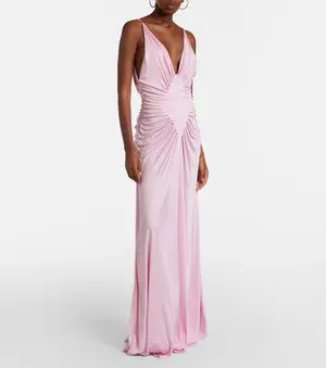 Versace Draped Jersey Gown Pastel