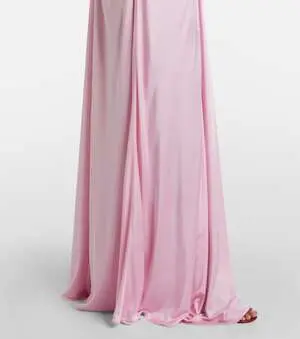 Versace Draped Jersey Gown Pastel