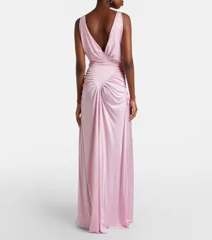 Versace Draped Jersey Gown Pastel
