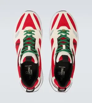 Valentino Garavani Vlogo Mesh Lace-up Sneakers - Red