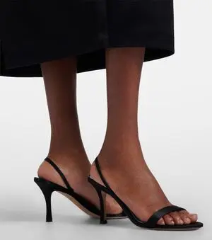 THE ROW Ella Satin Slingback Sandals - Black