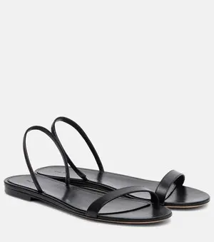 THE ROW Ella Leather Sandals - Black