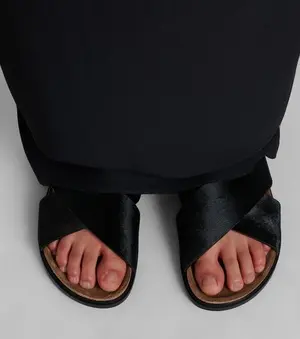 THE ROW Calf Hair Cross Sandals