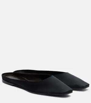 THE ROW June Satin Mules - Black