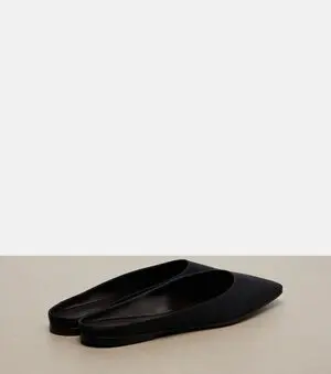 THE ROW June Satin Mules - Black
