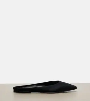 THE ROW June Satin Mules - Black