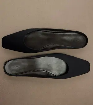THE ROW June Satin Mules - Black