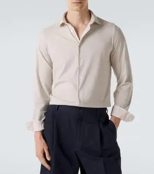 Fedeli Cotton Jersey Shirt - Beige