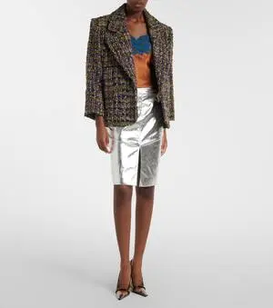 Saint Laurent Metallic Leather Pencil Skirt