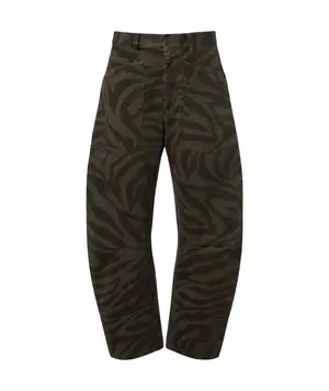 NILI LOTAN Shon Cropped Barrel-leg Jeans - Green