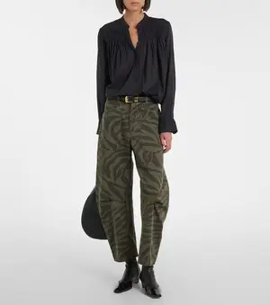 NILI LOTAN Shon Cropped Barrel-leg Jeans