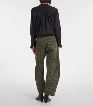 NILI LOTAN Shon Cropped Barrel-leg Jeans