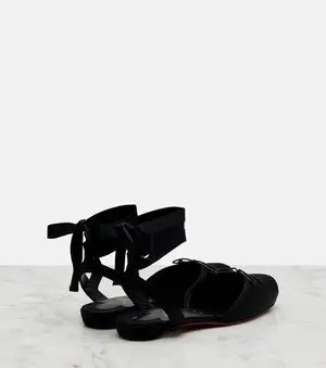 CHRISTIAN LOUBOUTIN Cassia Satin Flats - Black