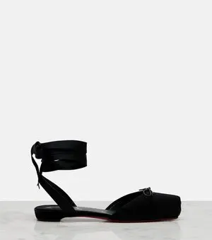 CHRISTIAN LOUBOUTIN Cassia Satin Flats - Black