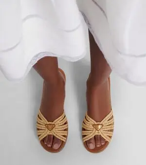 Prada Raffia-effect Slides