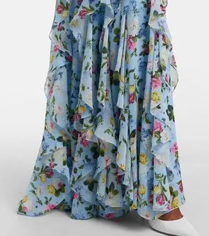 Carolina Herrera Ruffled Silk Gown - Blue