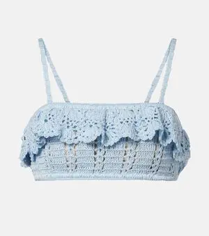 Anna Kosturova Crochet Cotton Bra Top - Blue
