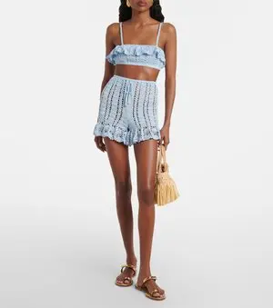 Anna Kosturova Crochet Cotton Bra Top - Blue