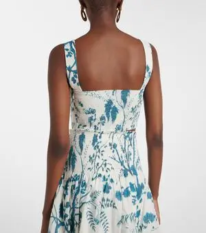 Erdem Floral Cotton And Linen Crop Top