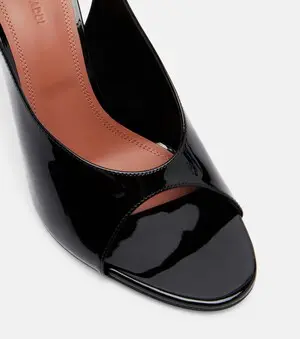 Amina Muaddi Patent Leather Slingback Sandals - Black