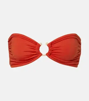 Johanna Ortiz Gathered Bikini Top - Orange