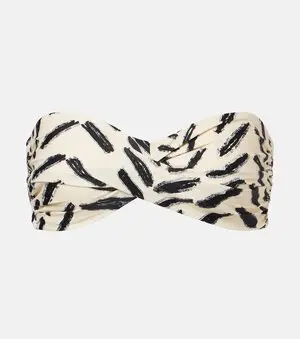 Johanna Ortiz Printed Bandeau Bikini Top - White