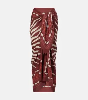 Johanna Ortiz Printed Cotton Beach Coover-up - Wine Rose