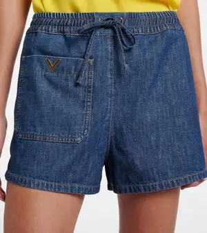 Valentino Garavani Vgold Denim Shorts - Blue