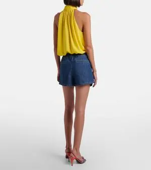 Valentino Garavani Vgold Denim Shorts - Blue