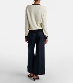 Valentino Garavani Vgold Crepe Couture Wide-leg Pants - Blue